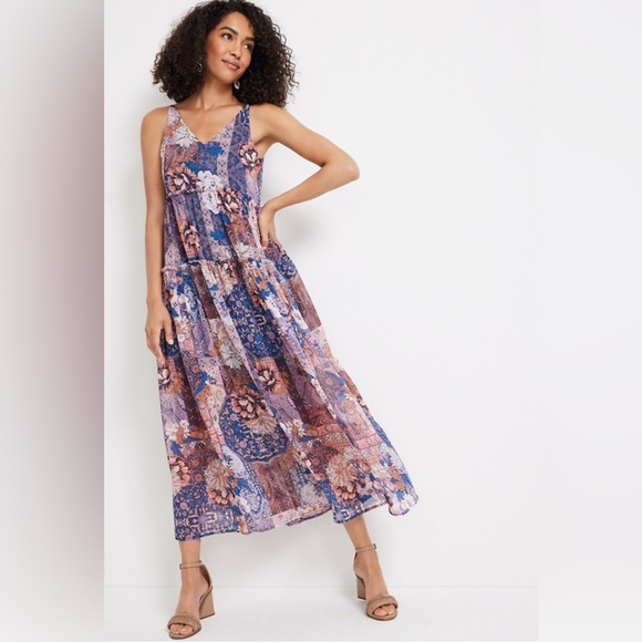 Maurices | Dresses | Nwtmaurices Patchwork Tiered Maxi Dress | Poshmark